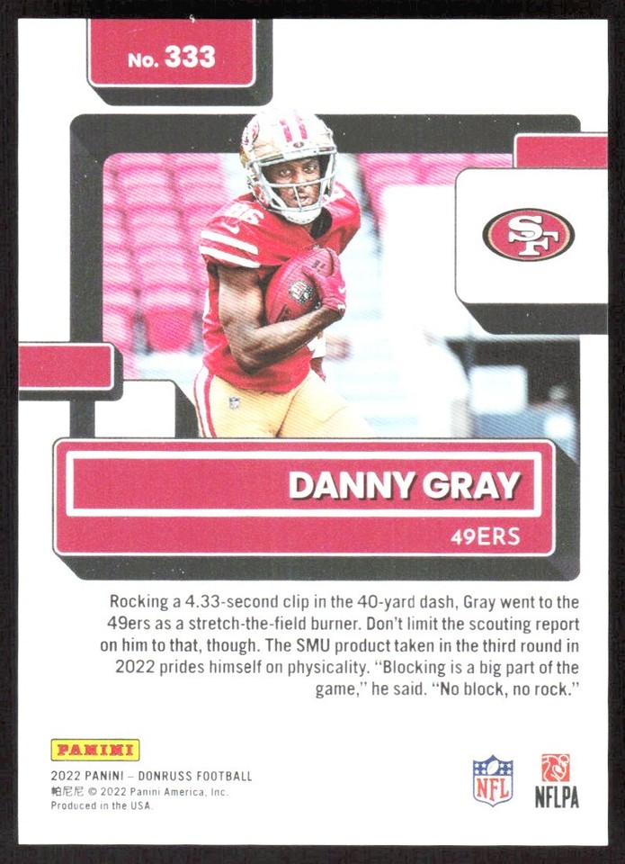 2022 9654A Donruss GOLD Press Proof Danny Gray Rookie San Francisco ...