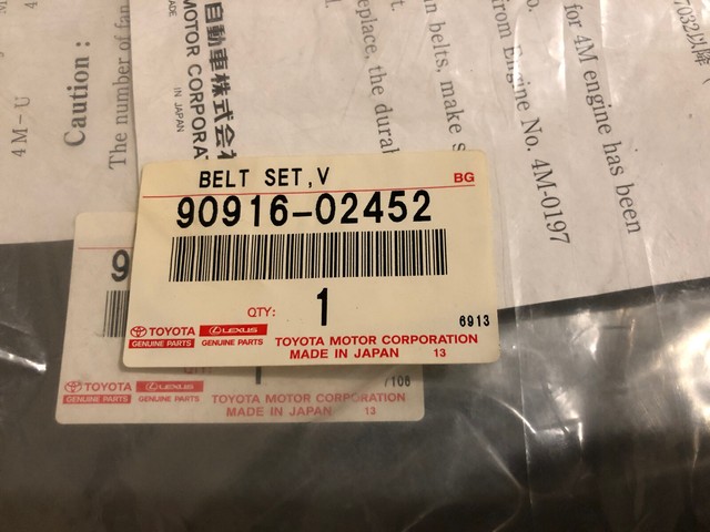 OEM Toyota 9091602452 Fan and Alternator V-belt 90916-02452 for sale ...