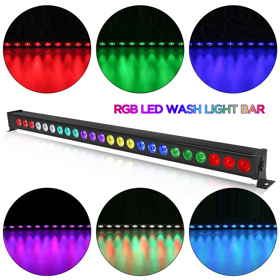 2pcs 120W RGB 24 LED Stage Light Bar Wall Washer DMX DJ Party Disco ...
