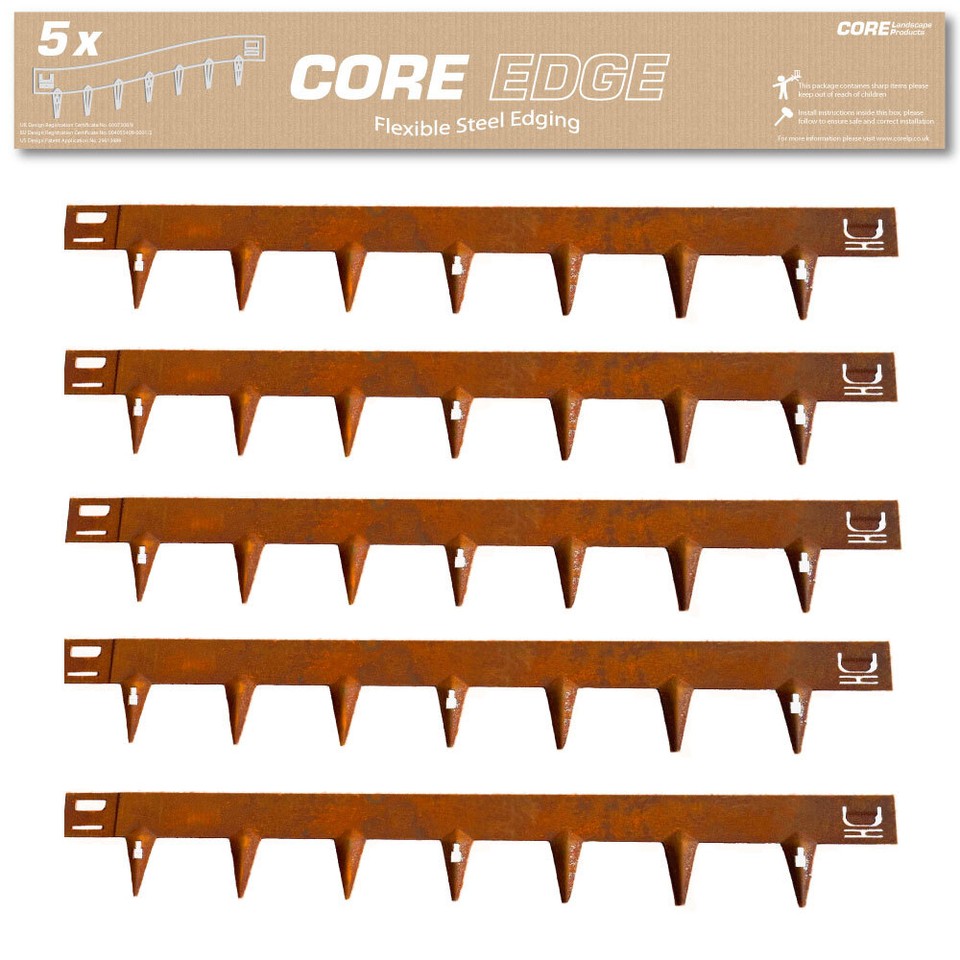 CORE EDGE Flexible Steel Metal Garden Lawn Path Patio Edging - 5 Metres ...