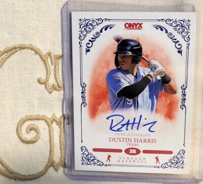 Dustin Harris, Texas Rangers, 2022 Onyx Vintage Blue On Card Auto VADH ...