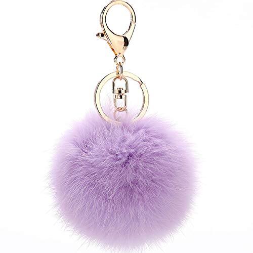 2pcs Pom Pom Keychain Cute Fluffy Faux Rabbit Fur Ball Key Chain For ...