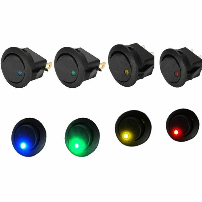 20x Blue Green Yellow Red LED Dot Light 12V Car Auto ON/OFF Toggle ...