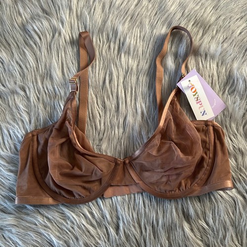Joyspun Bra Women's Size 42C Brown Mesh Sheer Unlined Underwire Back ...