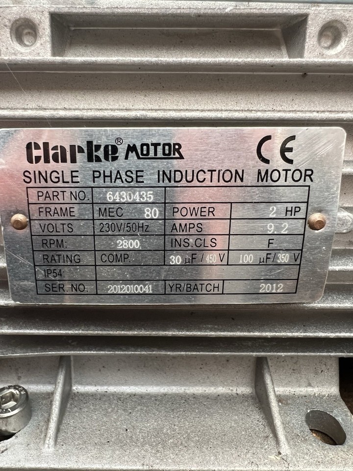 CLARKE 2HP SINGLE PHASE 2-POLE MOTOR (230V) | eBay UK