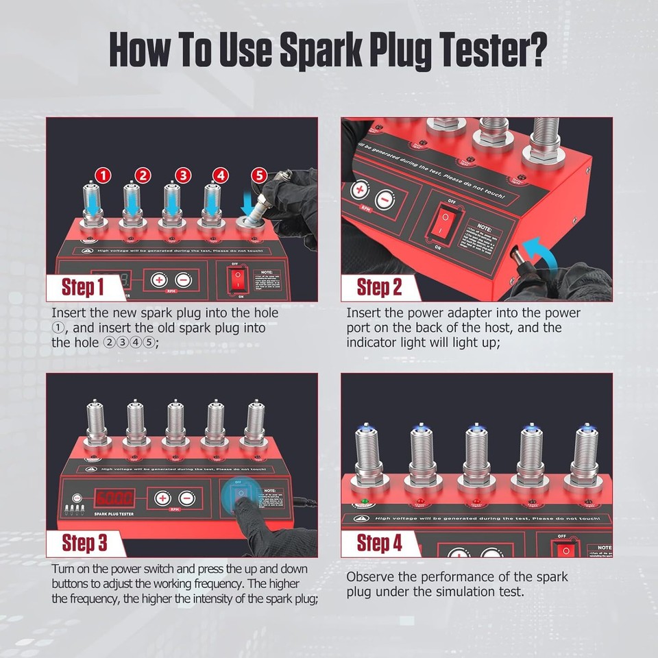 Car Spark Plug Tester 5 Holes Adjustable Ignition Spark Plug Analyzer ...