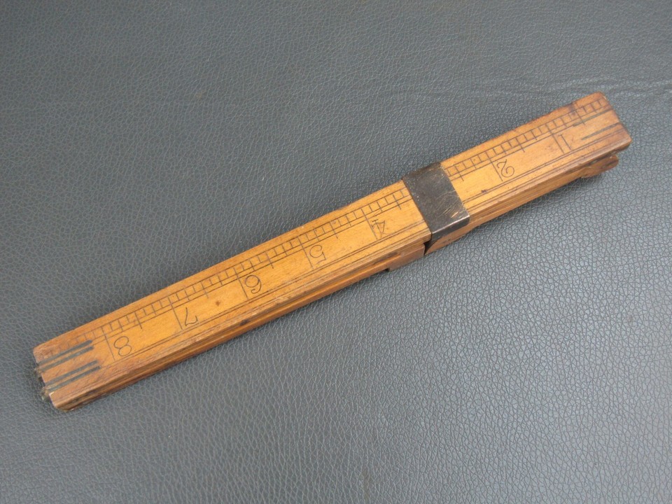 Vintage boxwood & brass folding foot measure rule ruler by Ullathorne ...