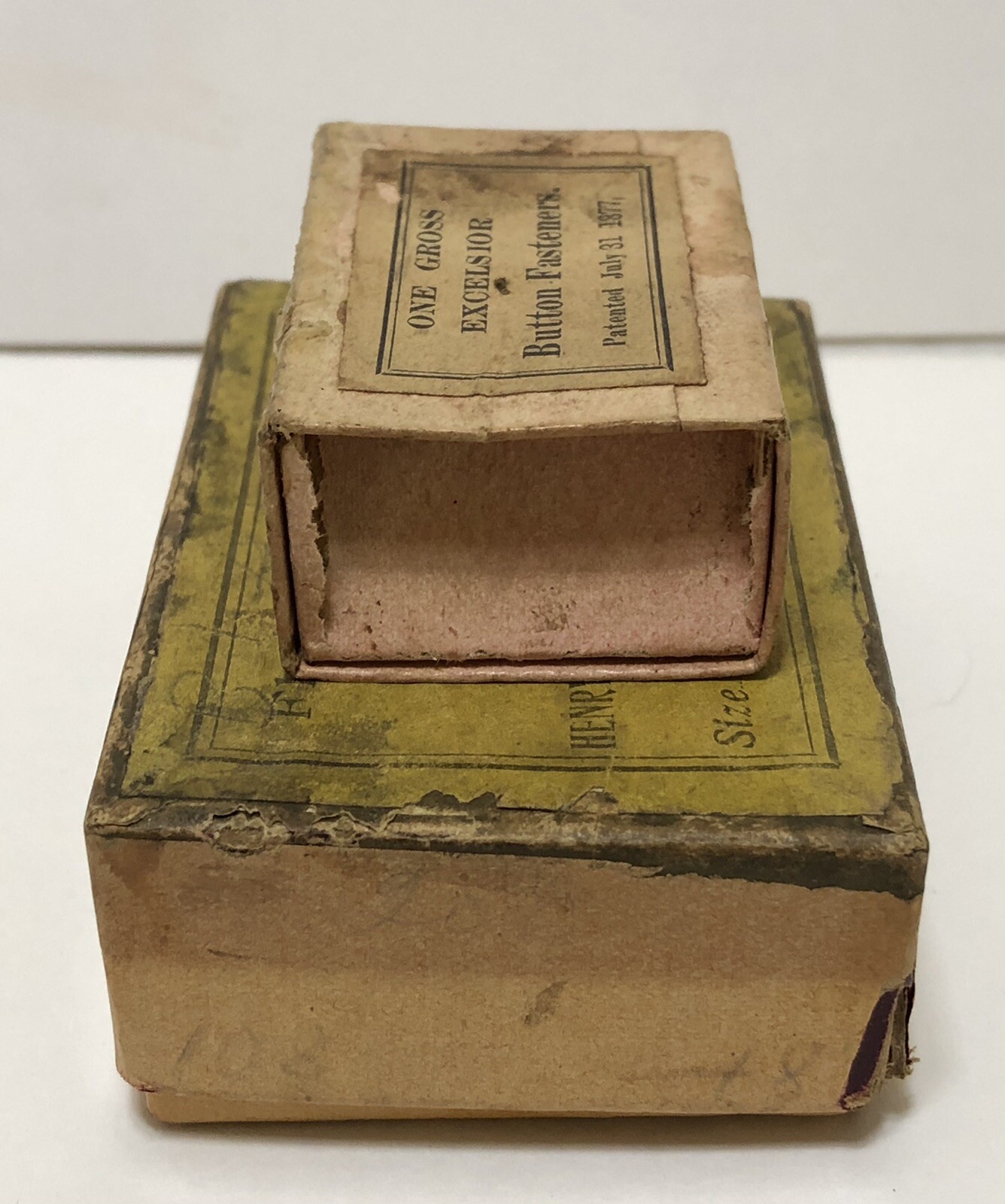 2 Antique 1800s Button Boxes - Henry Bromschwig Tailors Trimming, 1877 ...