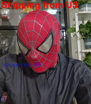 US!!! Movie Spider-Man Tobey Maguire Cos Mask Full Face Headgear ...