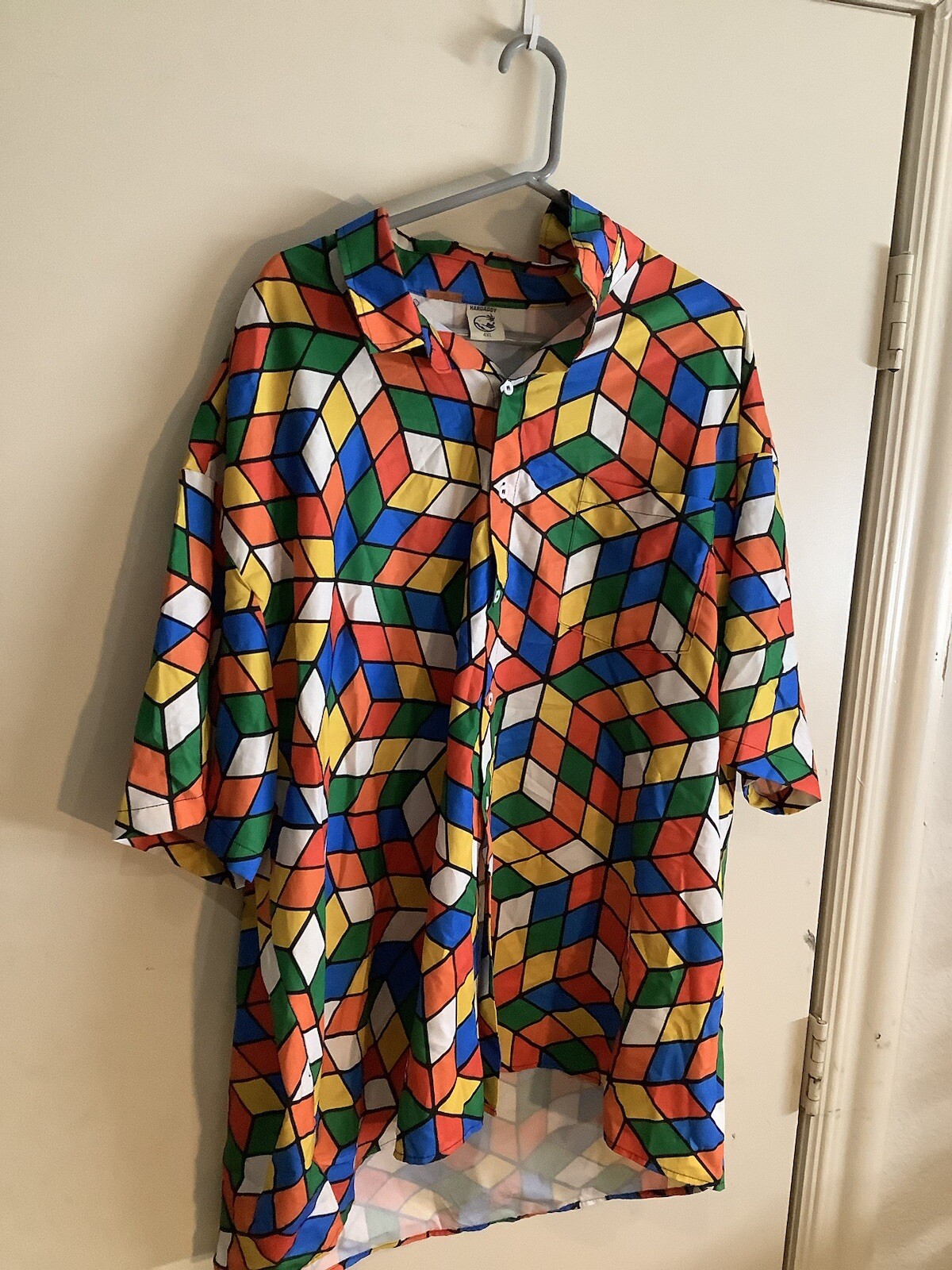 Hardaddy Graphic Printed Rubics Cube Button Down Shir… - Gem