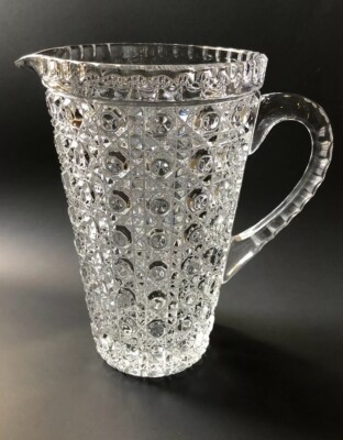 Vintage Diamond and Button Glass Pitcher Pressed Glass | eBay