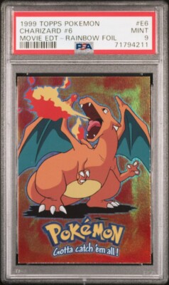 PSA 9 Charizard #E6 Rainbow Foil 1999 Topps First Edition**POP 29**Only ...