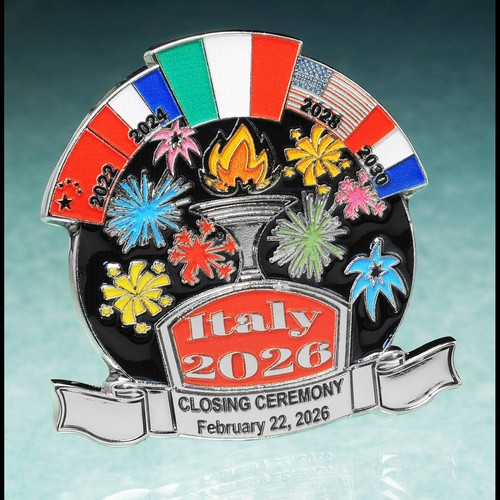 OLYMPIC PINS BADGE 2026 MILANO CORTINA ITALY CLOSING CEREMONY FEBRUARY ...