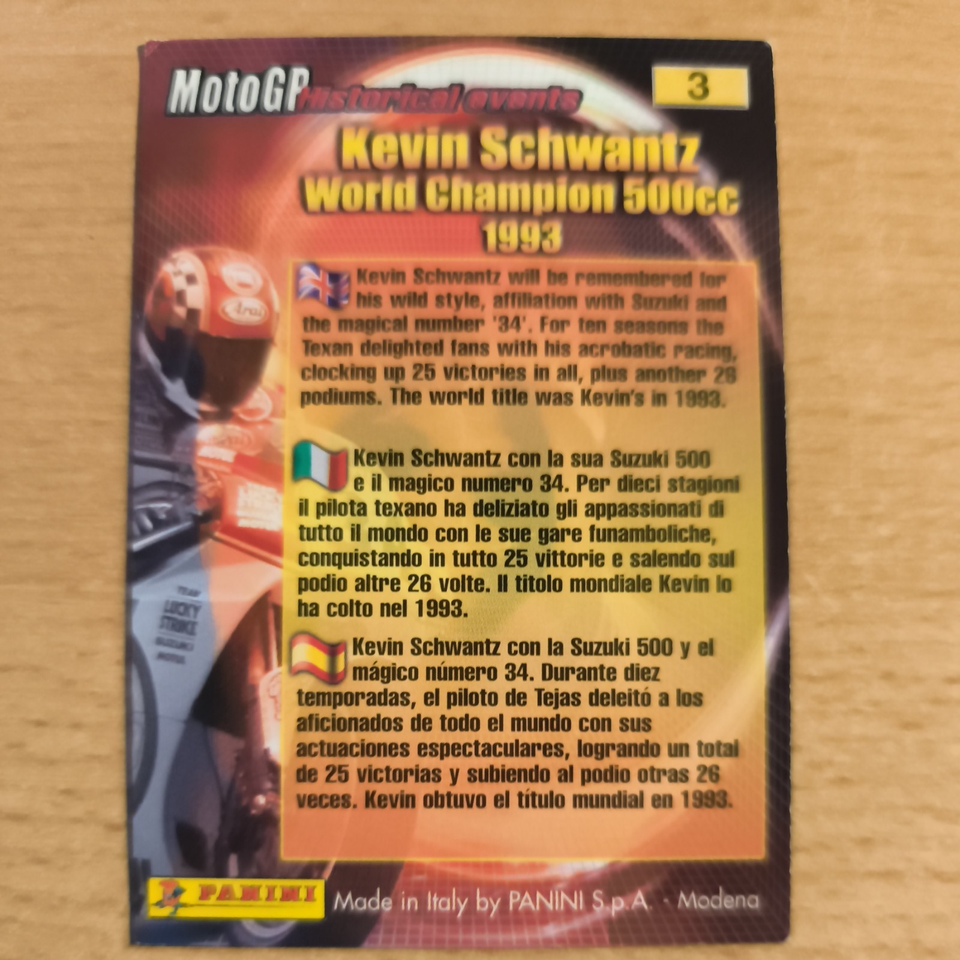 Kevin Schwantz Panini Trading Card MotoGP 2004 Historical Events Nr. 3 ...