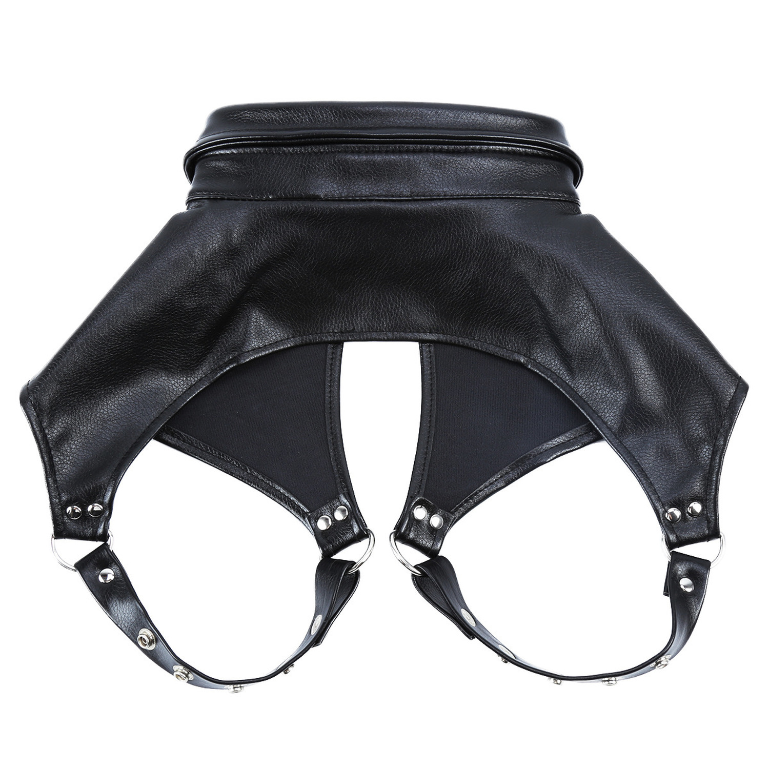 PU Leather Body Harness Panty BDSM Head Bondage Hood Mask with Braid ...