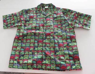 Senor Frogs Large Mens Green Frog Face Button Up Short Sleeve Cotton ...
