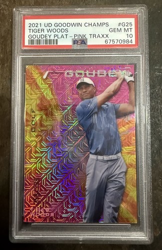 2021 UD Goodwin Champions ~ TIGER WOODS ~ Goudey PINK TRAXX #/299 PSA ...