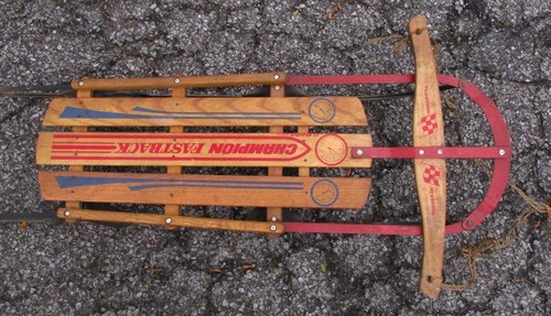 VINTAGE WOOD SLED Champion Fastback by Gladding 45" With Floating ...