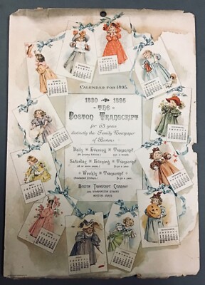 1895 Calendar-The Boston Transcript, Boston Mass | eBay