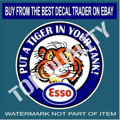 ESSO TIGER GASOLINE Decal Sticker Vintage Petrol Americana Hot Rod Rat ...