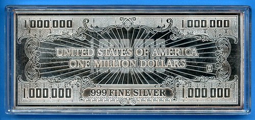 2005 4oz One Million Dollar .999 Fine Silver Note Shaped Bar in ...