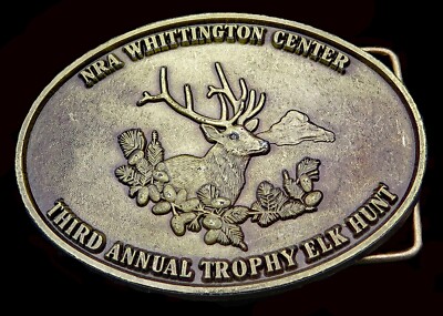 NRA National Rifle Association Trophy Elk Hunt Vintage Belt Buckle | eBay