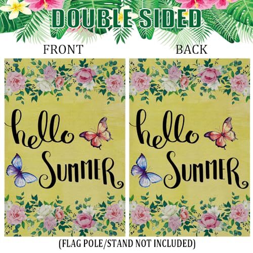 Hello Summer Small Seasonal Floral Garden Flag 12x18 Flowers with ...
