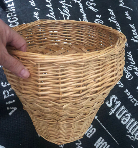 Vtg Traditional English Split Willow WICKER Woven Waste Basket TRASH ...