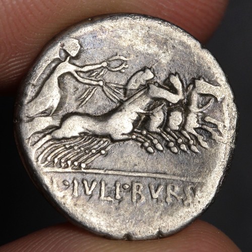 Chariot Denarius 85BC Ancient Roman Republic Silver Coin Bursio Mercury ...