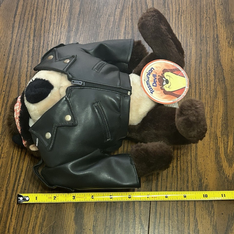 1989 Tasmanian Devil Taz Biker w/ Tags Plush Looney Tunes Warner Bros ...