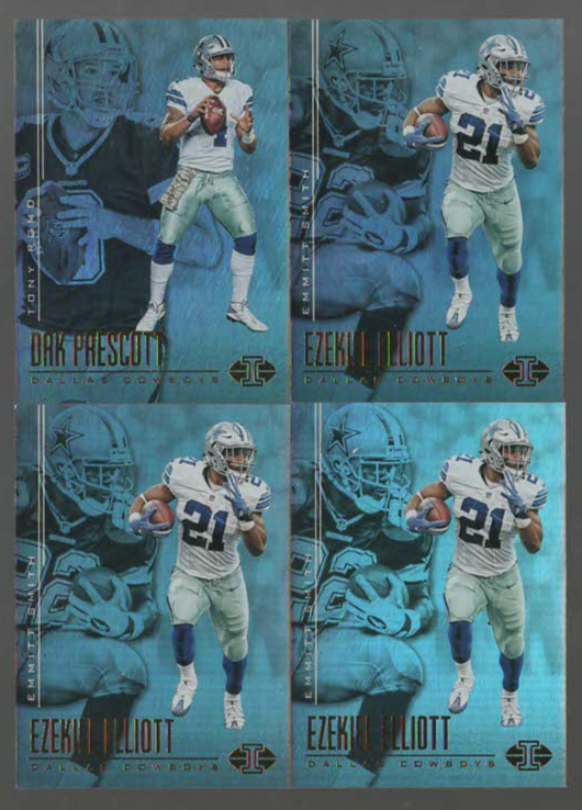 (4) Ezekiel Elliott / Emmitt Smith 2017 PANINI ILLUSIONS CARD LOT #2 ...