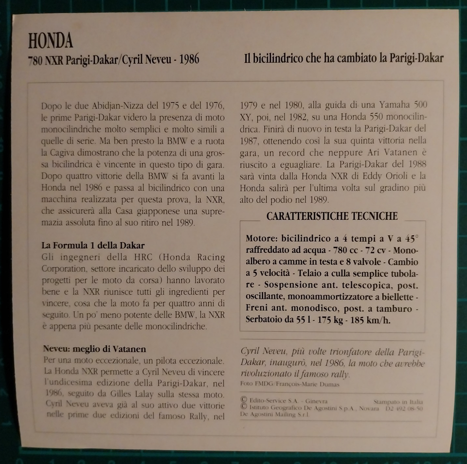 Photo Moto Honda 780 Nxr Paris - Dakar Cyril Neveu - Fiche Technique ...