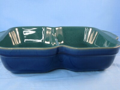 Denby Stoneware Vintage Green/Blue Divided Casserole Baking Dish ...
