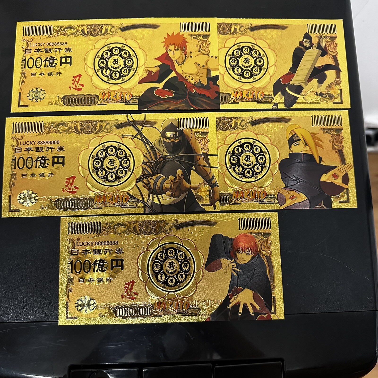 24k Gold Foil Plated Naruto Akatsuki Banknote Set Anime Collectible | eBay