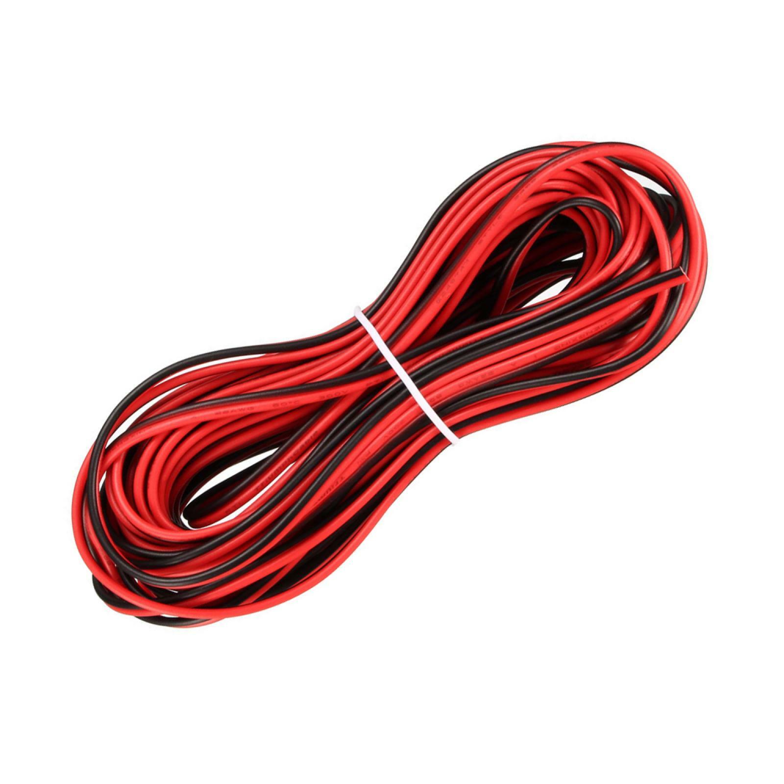 Fil noir rouge 2broche 22 AWG Fil cordon parallèle 8m Longue | eBay