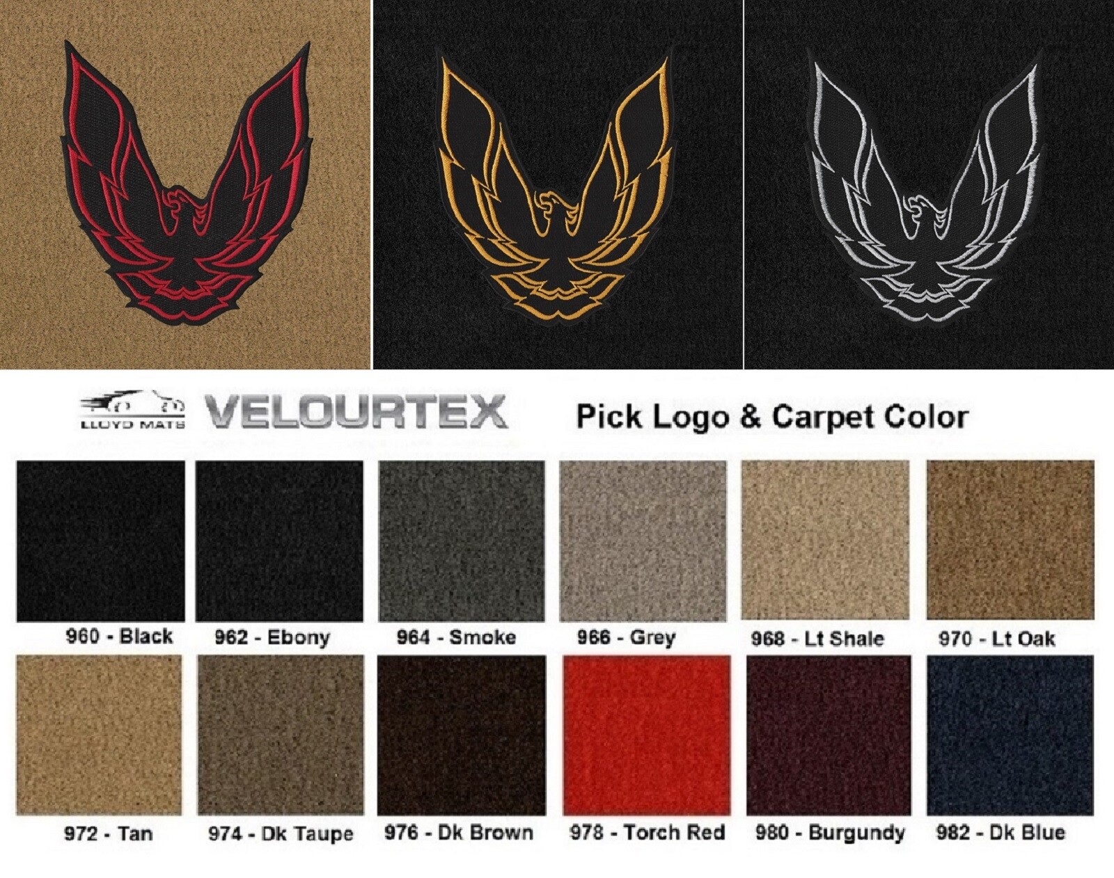 Lloyd Mats Velourtex Pontiac Firebird & Trans Am 4 Pc Floor Mats (1982 ...