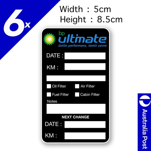 BP Ultimate Oil Change Service Reminder x6 Black , Cars Vans, Utes ...