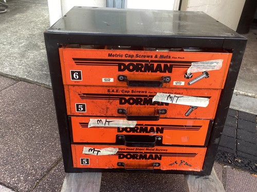Vintage Dorman Auto Parts Bin 4 Drawer Cabinet Counter Tool Organizer ...