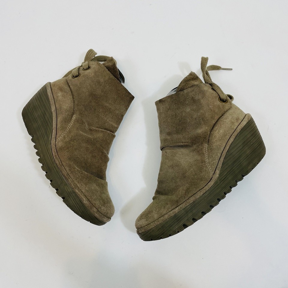 Fly London Yama Wedge Platform Bootie Suede Boot Women's 39 Taupe ...