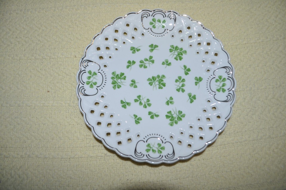Grace Teaware Shamrock * 4 SALAD / DESSERT PLATES * 7 1/2", St Patricks ...