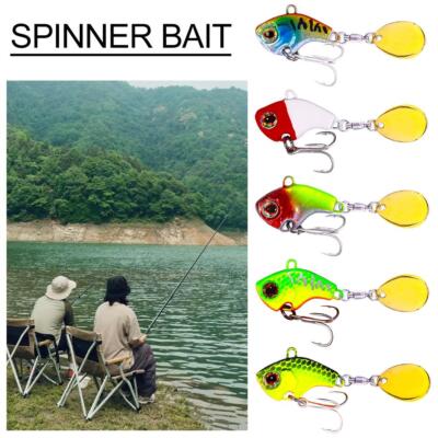 5Pcs Fishing Baits Artificial Fishing Lures 10# Hook Spinner Bait 9/13 ...