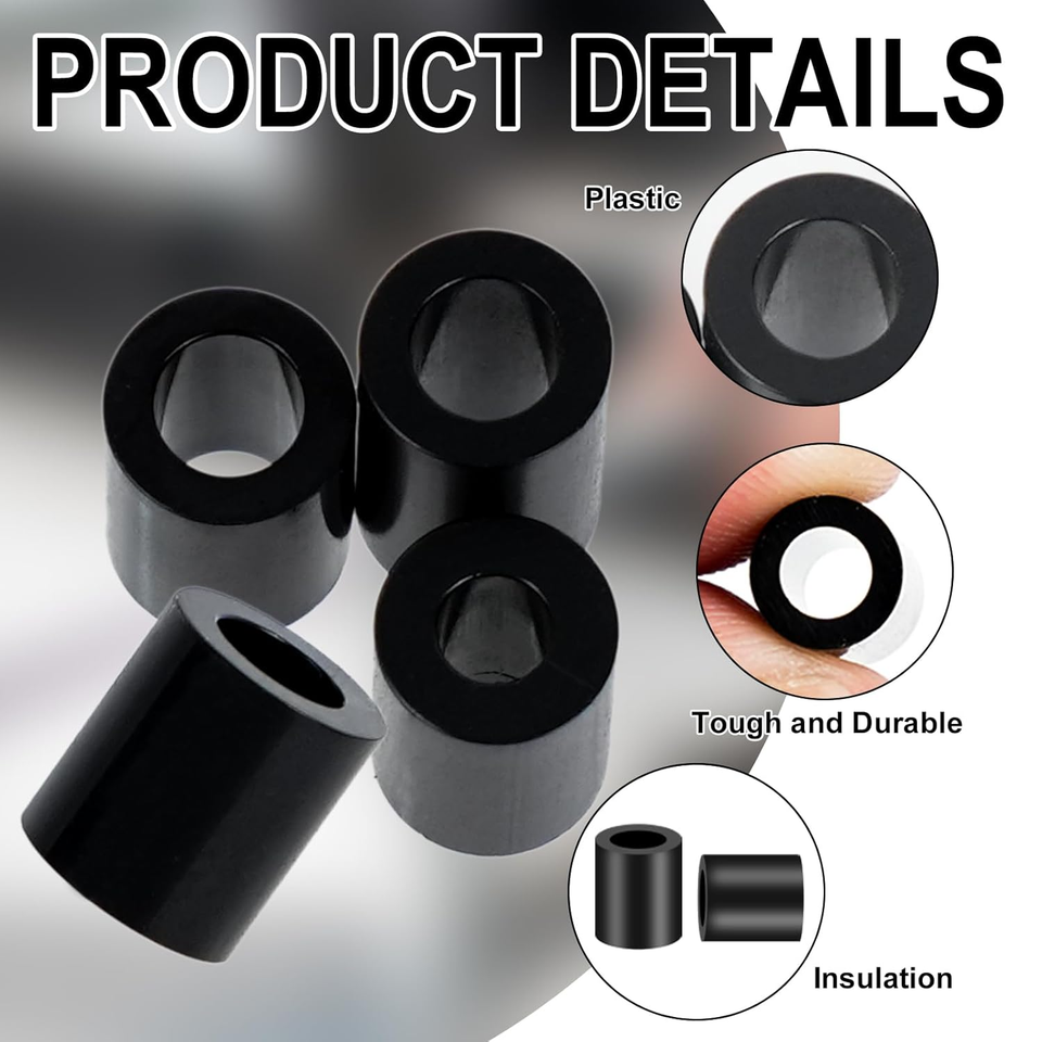 345 Pcs Black Nylon Outlet Spacers Kit - Non-Threaded Round Plastic ...