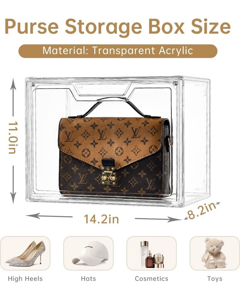 Purse Organizer for Closet,Clear Acrylic Display Case for Handbag ...