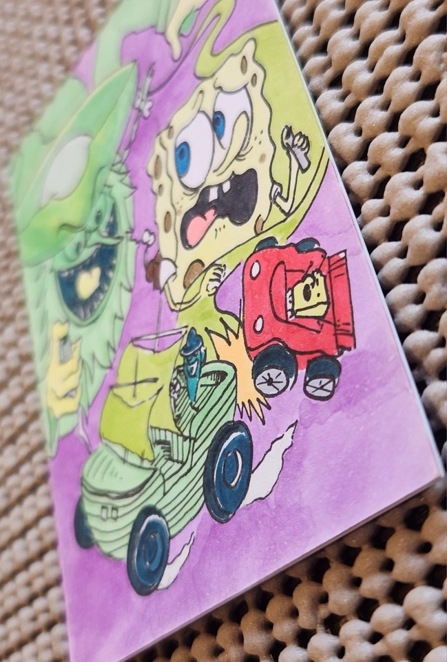 SPONGEBOB SQUAREPANTS Sketch Card (1/1) HAND DRAWN DAVEY JONES BOAT ...