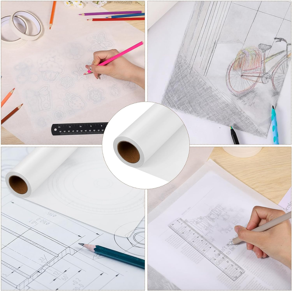 Tracing Paper Roll 12in x 50yd, White Trace Paper Pattern Paper ...