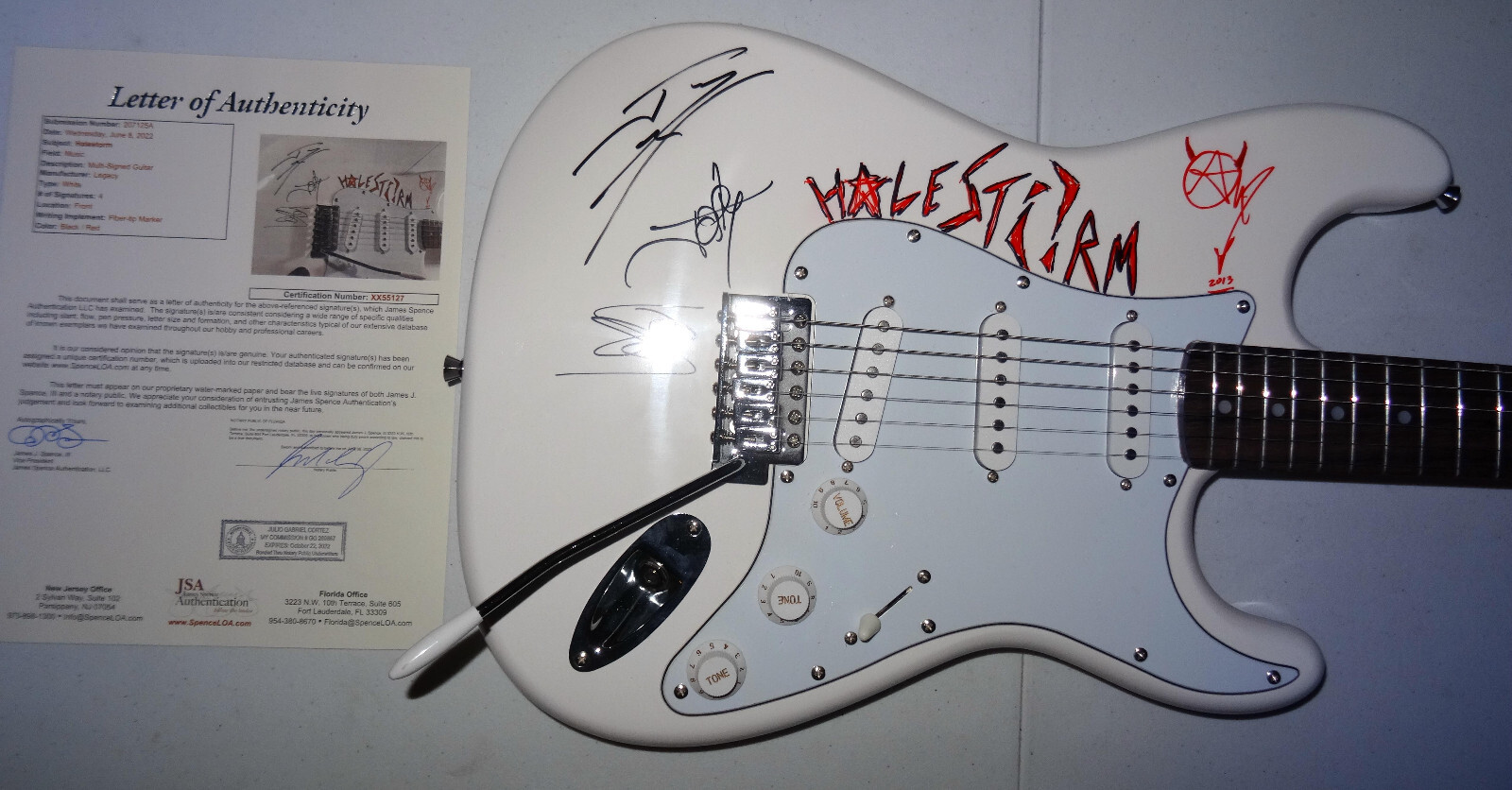 SIGNED HALESTORM AUTOGRAPHED GUITAR CERTIFIED AUTHENTIC JSA LOA # ...