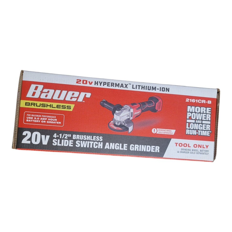 BAUER 20V Brushless Cordless 4-1/2 in. Slide Switch Angle Grinder ...