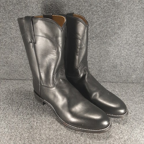 Justin Western Roper Cowboy Boots 3133 Black Leather Size 10.5 D ...