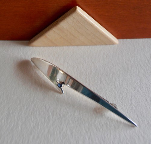 Ed Levin Signed Sterling and Blue Sapphire Vintange Pin/Broach @ 2 3/8 ...