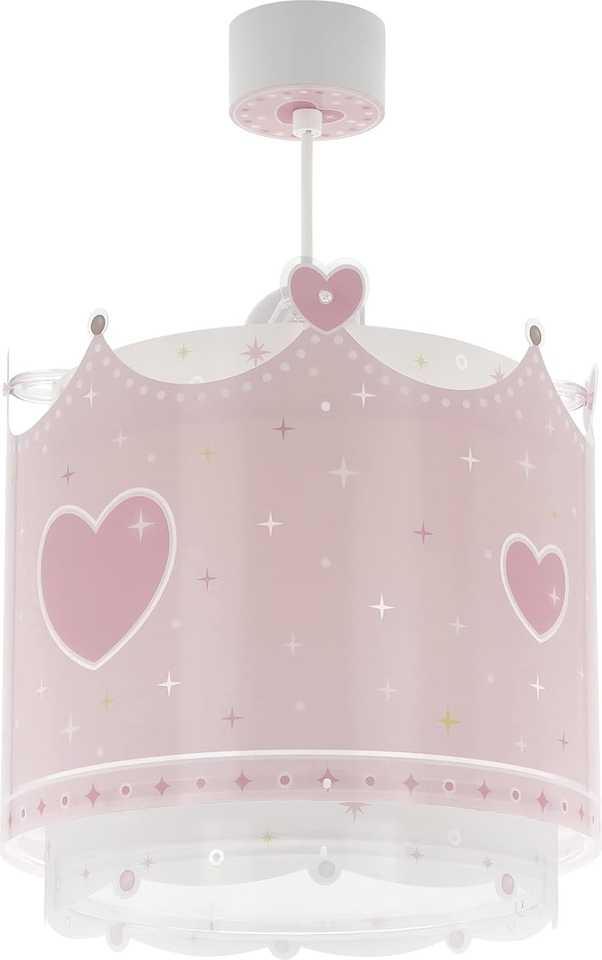 Lampada Da Soffitto per Bambini Little Queen Corona Di Cuori Rosa ...